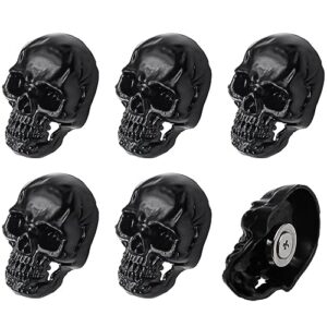 6 pack skull vintage magnets pins refrigerator magnets, cool, strong, cute, funny goth fridge magnets for home kitchen decor, office whiteboards, whiteboard, map magnets, calendars, photos (black)