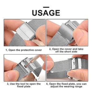 QIANMENG 2pcs SmartWatch Watch Bands, 10-22MM Milanese Mesh Woven Metal Watch Strap Quick Release Replacement Band With Connecting Pin (Color : Gold+Rose Gold, Size : 14MM)