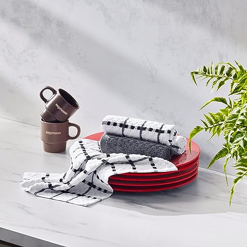 20-Piece Kitchen Towels And Dishcloths Sets - 100% Cotton Terry Dish Towels For Kitchen - Absorbent & Quick Drying Hand Towels- Super Soft & Scretch Free - 10 Towels 15"x25" + 10 Dish Cloths 12"x12"