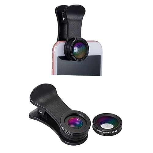 Abaodam Smartphone Phones 4 pcs Professional Wide Macro Smart Phone Clip Smartphone On for Universal Camera Angle in Lens Compatible with Smartphone Cell X Phones Kit & - Black