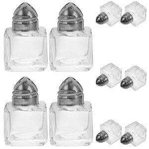 hemoton 10pcs mini salt and pepper shakers tiny cube shape pepper shakers glass shaker bottle condiment storage jar for storing pepper, sugar for wedding table party