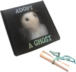 adopt a ghost - spooky plush ghost stuff with tiny scroll, halloween adopt a ghost figurine, ghost felt doll halloween plush toys, for ghost stories, spooky movies, halloween decoration (set of 1)