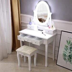 lucakuins small vanity, white vanity desk with mirror and lights, makeup vanity with lights,vanity mirror with lights desk and chair, vanity set