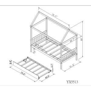 Prohon Twin Size Platform Bed with Trundle & Headboard, House Bed with Roof Design, Wooden Bed Frame Strong Slats Support, Bedframe for Kids Teen Adults, No Box Spring Needed, Pink