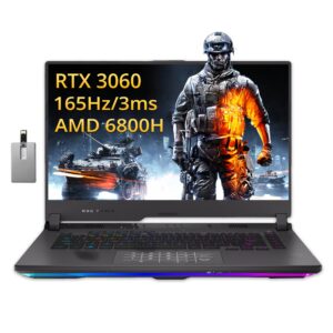 asus rog strix g15 15.6” wqhd gaming laptop, amd ryzen7 6800h, nvidia geforce rtx 3060, 64gb ddr5 ram, 4tb ssd, thermal grizzly cooling, rgb keyboard, vr-ready, gray, win 11 pro, 32gb usb card