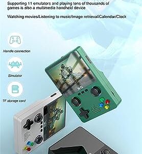 X6 Handheld Game Console, Retro Game Console Built-in 32GB 10000+ Classic Games, 3.5-inch OCA IPS Screen, Dual 3D Joystick, 11 Emulators, Handheld Gaming Console Support TV Output,Green