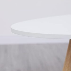 RVEE 2 Tier Coffee Table Cocktail Table Sofa Table Ellipse Oval Modern Mid Century Wood Legs White