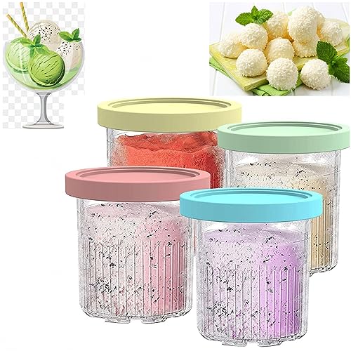 DISXENT Creami Deluxe Pints, for Ninja Pints with Lids,24 OZ Ice Cream Pint Cooler Airtight and Leaf-Proof Compatible NC500,NC501 Series Ice Cream Maker