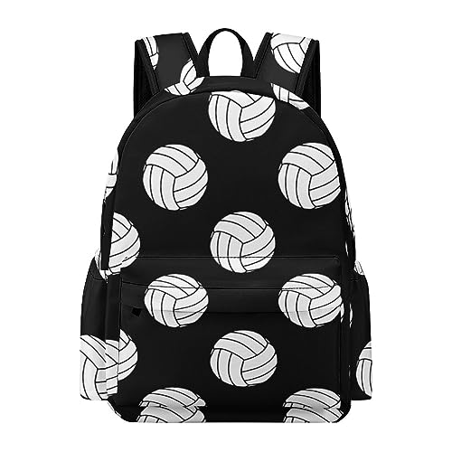 Black and White Volleyball Balls Travel Backpack Lightweight 16.5 Inch Computer Laptop Bag Casual Daypack for Men Women