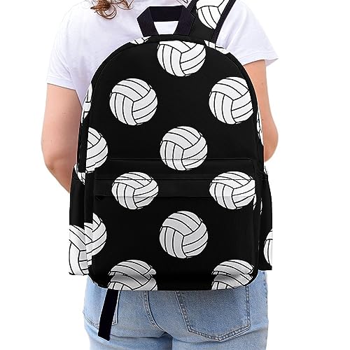 Black and White Volleyball Balls Travel Backpack Lightweight 16.5 Inch Computer Laptop Bag Casual Daypack for Men Women