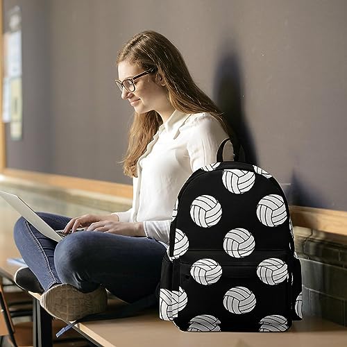 Black and White Volleyball Balls Travel Backpack Lightweight 16.5 Inch Computer Laptop Bag Casual Daypack for Men Women