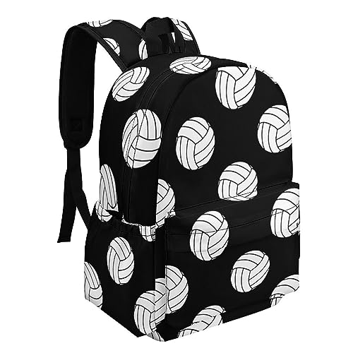 Black and White Volleyball Balls Travel Backpack Lightweight 16.5 Inch Computer Laptop Bag Casual Daypack for Men Women