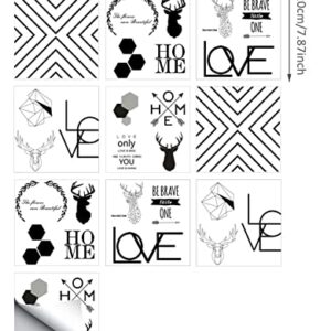 Tile Stickers Elk Black White Stick on Tiles Bathroom PVC Self Adhesive Wall Tiles Kitchen Stick on Wall Tiles Waterproof Peel and Stick Floor Tiles Self Adhesive Tiles for Walls (Size : 10x10x10 pcs