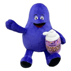 gri-mace shake plush, fun-ko p-op plush toy, soft stuffed grim-ace plush, mcd-onalds fun-ko po-p game figure doll, cartoon stuffed purple figure doll gifts for kids fans aldults birthday