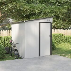 Storage Shed 5X7ft, Outdoor Lean-to Metal Storage Sheds with Pent Roof (White)