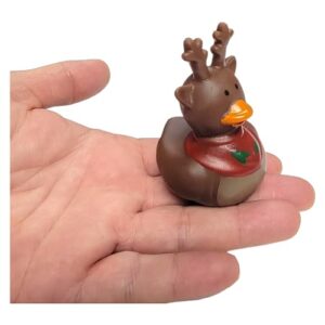 Cool Winter Holiday Christmas 9 Reindeer Rubber Duckies (2") Standard Size. (9 Pack) Cute Duck Bath Tub Pool Toys. (Reindeer Rubber Ducks)