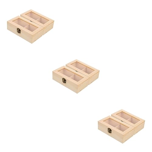 Zerodeko 6 pcs storage wooden box clear tray wooden storage bins wooden pallets tea bag holder coffee condiment organizer jewelry case with lid Jewelry Container clear lid jewelry organizer