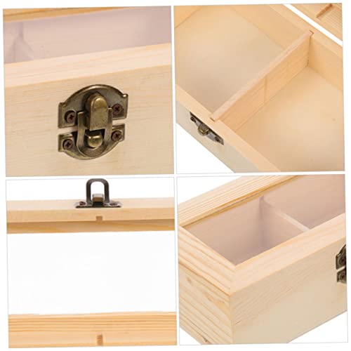 Zerodeko 6 pcs storage wooden box clear tray wooden storage bins wooden pallets tea bag holder coffee condiment organizer jewelry case with lid Jewelry Container clear lid jewelry organizer