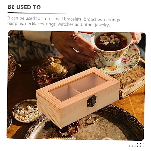 Zerodeko 6 pcs storage wooden box clear tray wooden storage bins wooden pallets tea bag holder coffee condiment organizer jewelry case with lid Jewelry Container clear lid jewelry organizer