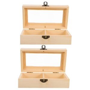 Zerodeko 6 pcs storage wooden box clear tray wooden storage bins wooden pallets tea bag holder coffee condiment organizer jewelry case with lid Jewelry Container clear lid jewelry organizer