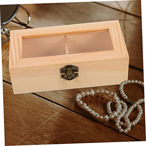 Zerodeko 6 pcs storage wooden box clear tray wooden storage bins wooden pallets tea bag holder coffee condiment organizer jewelry case with lid Jewelry Container clear lid jewelry organizer