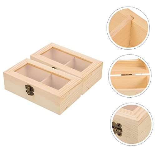 Zerodeko 6 pcs storage wooden box clear tray wooden storage bins wooden pallets tea bag holder coffee condiment organizer jewelry case with lid Jewelry Container clear lid jewelry organizer