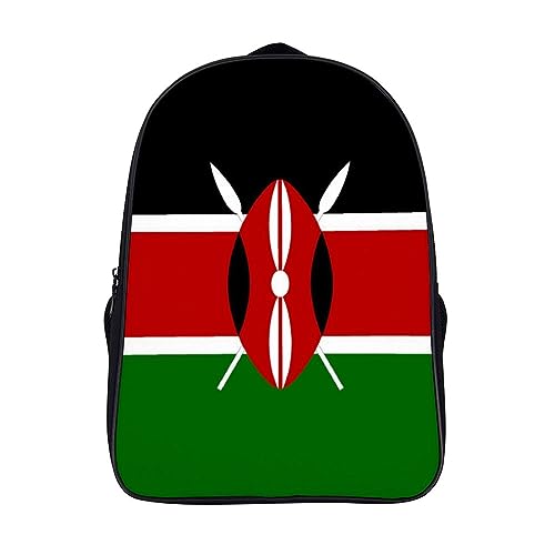 Kenyan Flag 16 Inch Backpack Laptop Bag Casual Daypack for Traveling Camping Shopping