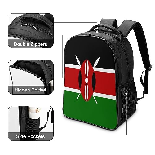 Kenyan Flag 16 Inch Backpack Laptop Bag Casual Daypack for Traveling Camping Shopping