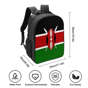 Kenyan Flag 16 Inch Backpack Laptop Bag Casual Daypack for Traveling Camping Shopping