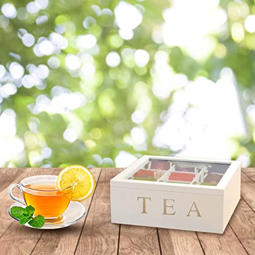 Buogint Tea Bag Storage Box,Tea Bag Holder - Tea Bag Divided Storage Organizer Container, for Coffee Tea Sugar Packets