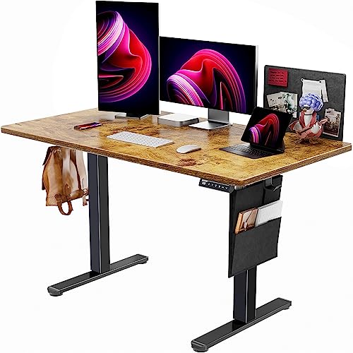 ErGear Adjustable Height Electric Standing Desk with Storage Bag Dual Monitor Stand