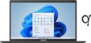 asus vivobook f1500ea 15.6" fhd ips premium laptop, 11th gen intel 4-core i5-1135g7 upto 4.2ghz, 12gb ram, 256gb pcie ssd, intel iris xe graphics, usb-c, windows 11 home + hdmi cable, black