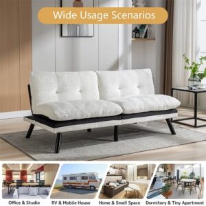 71'' Loveseat Sofa Couch for Living Room, Modern Adjustable Sofa W/Metal Leg, Breathable Upholstered Adjustable Lounge Couch 2-Seater Love Seats Couch for Bedroom, Apartment, Home Office (White)