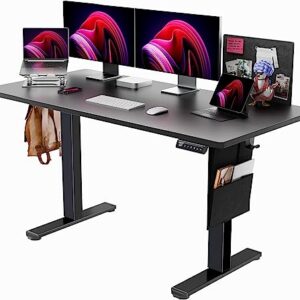 ErGear Adjustable 55'' Height Electric Standing Desk with Storage Bag Single Monitor Mount