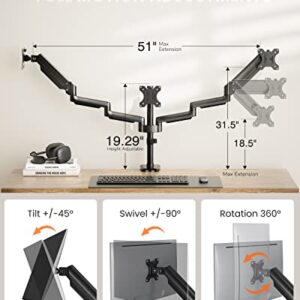 ErGear Adjustable 55'' Height Electric Standing Desk with Storage Bag Triple Monitor Mount for Desk