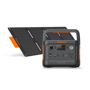 jackery solar generator 300 plus portable power station with 40w book-sized solar panel, 288wh backup lifepo4 battery, 300w ac outlet, only 5kg for rv, outdoors, camping, traveling, and emergencies