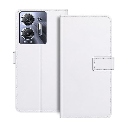 MILEGAO for Infinix Hot 30 5G Case, Premium Magnetic PU Leather Cover with Card Holder and Kickstand, Fashion Flip Case for Infinix Hot 30 5G 6.78 inches White