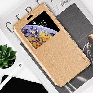 Shantime for Infinix Hot 30 5G Case, Wood Grain Leather Case with Card Holder and Window, Magnetic Flip Cover for Infinix Hot 30 5G (6.78”) Gold