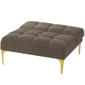 Modern Futon Sofa Single Sofá Chair Convertible Sleeper Couch Bed Daybed Gold Metal Legs Teddy Fabric for Living Room Apartment Small Space Versatile Sleep Lounge Area Weight Capacity 300 lbs Taupe