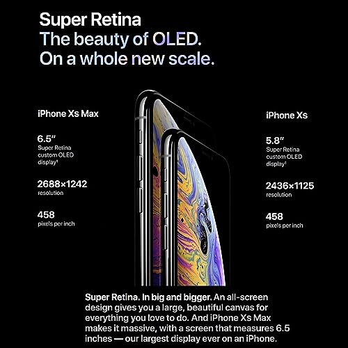 Apple iPhone Xs Max A12 Bionic Mobile Phone 6.5inch 4GB RAM 64GB/256GB ROM Hexa Core 12MP NFC 4G LTE Original iOS Cellphone 64GB with Face ID/White