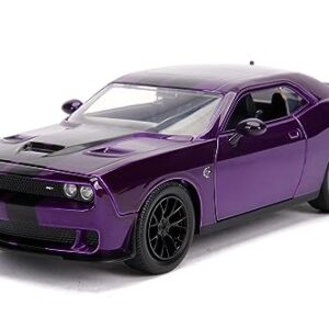 2015 Challenger SRT Hellcat Purple with Black Stripes Big Time Muscle 1/24 Diecast Model Car by Jada 31063