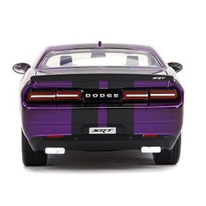 2015 Challenger SRT Hellcat Purple with Black Stripes Big Time Muscle 1/24 Diecast Model Car by Jada 31063