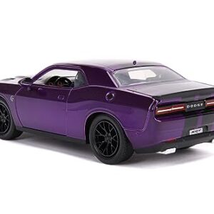 2015 Challenger SRT Hellcat Purple with Black Stripes Big Time Muscle 1/24 Diecast Model Car by Jada 31063