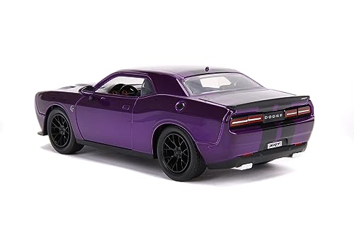 2015 Challenger SRT Hellcat Purple with Black Stripes Big Time Muscle 1/24 Diecast Model Car by Jada 31063