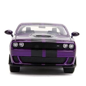 2015 Challenger SRT Hellcat Purple with Black Stripes Big Time Muscle 1/24 Diecast Model Car by Jada 31063