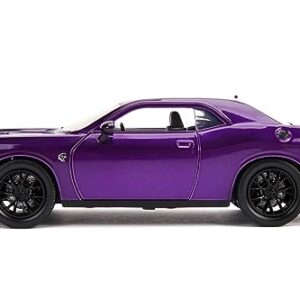 2015 Challenger SRT Hellcat Purple with Black Stripes Big Time Muscle 1/24 Diecast Model Car by Jada 31063