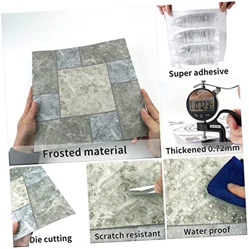 DOITOOL 5 Sheets Floor Stickers The Office Decor Removable Stickers Marble Sticker Vinyl Floor Tiles Kitchen Vinyl Wall Tile Peel and Stick Floor Sticker PVC Floor Decals DIY Decals Mural