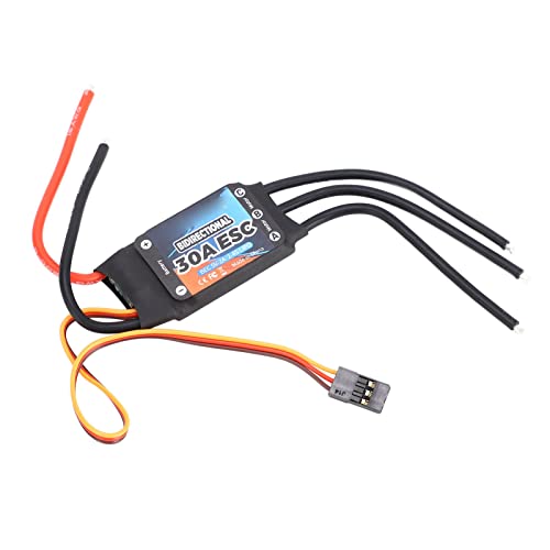 Emoshayoga 30A Brushless ESC, 5V 2A BEC Output Bidirectional 30A Brushless ESC Quick Response Plug and Play Good Handling for RC Boat