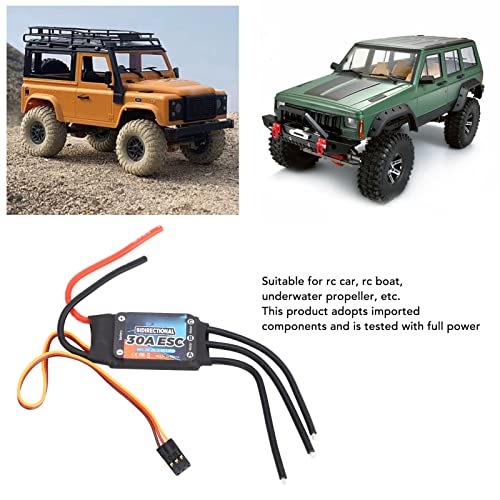 Emoshayoga 30A Brushless ESC, 5V 2A BEC Output Bidirectional 30A Brushless ESC Quick Response Plug and Play Good Handling for RC Boat