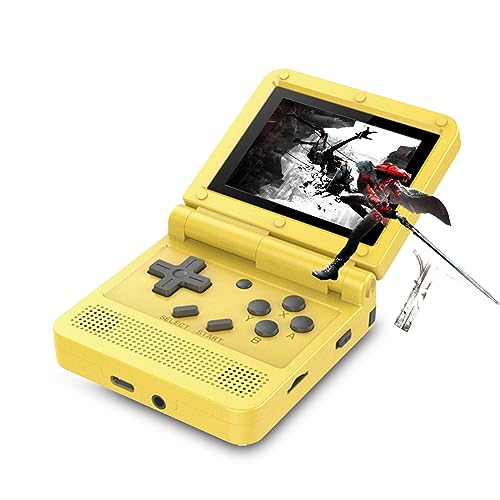 Handheld Clamshell Games Consoles Retro Game Console 12 Emulators 1000+ Gaming 3.0 inch HD Screen Video Game Console Support Independent Music Player Function-Yellow||V90-64G